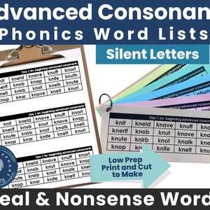 Phonics Word Lists Phonics Printable Cards for Real and Nonsense Words ...