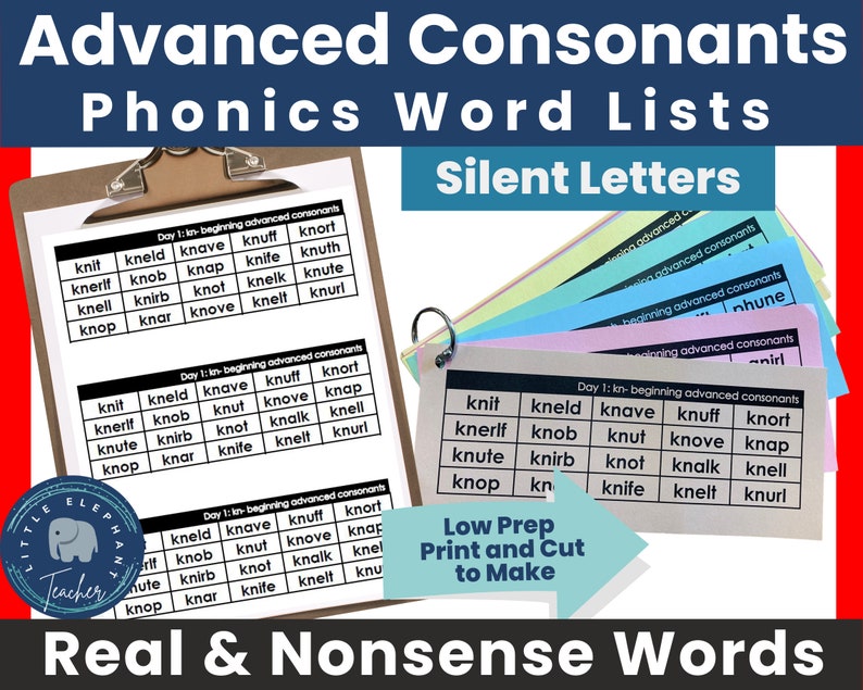 Phonics Word Lists Phonics Printable Cards for Real and Nonsense Words ...
