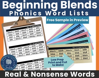 CVC Word Lists Phonics Printable Cards Phonics Word Lists Word Families ...
