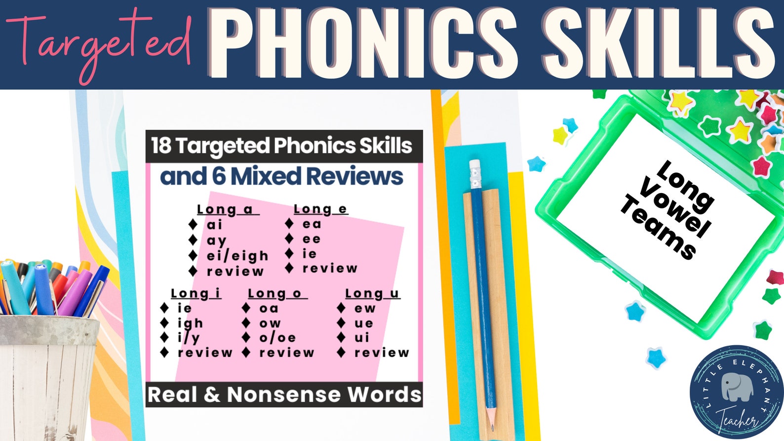 Long Vowel Words Vowel Teams - Phonics Printable Cards - Phonics Word ...