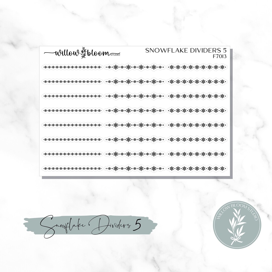 Snowflake Dividers 5 Planner Stickers Foil Planner Stickers - Etsy