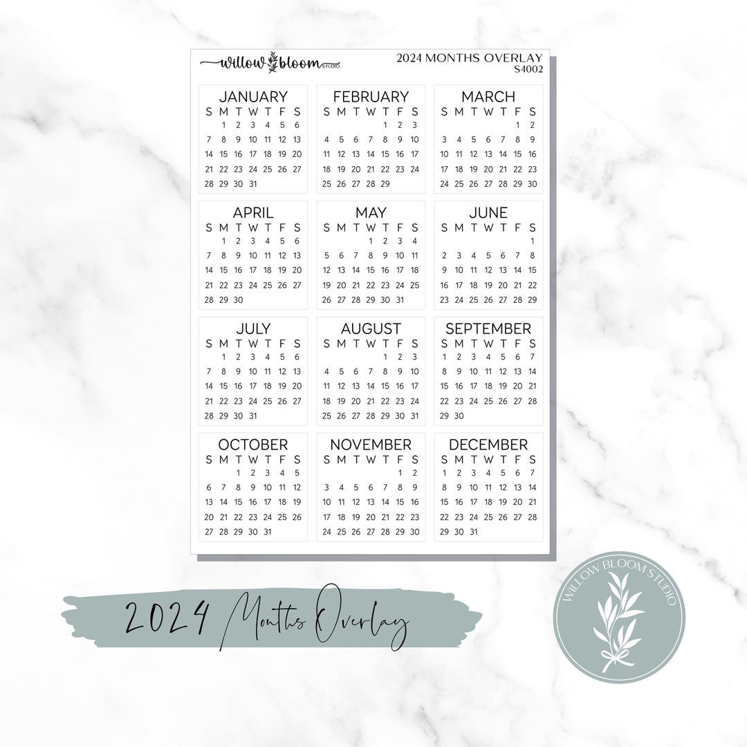 2024 Month Overlays Planner Stickers Foil Planner Stickers Calendar ...
