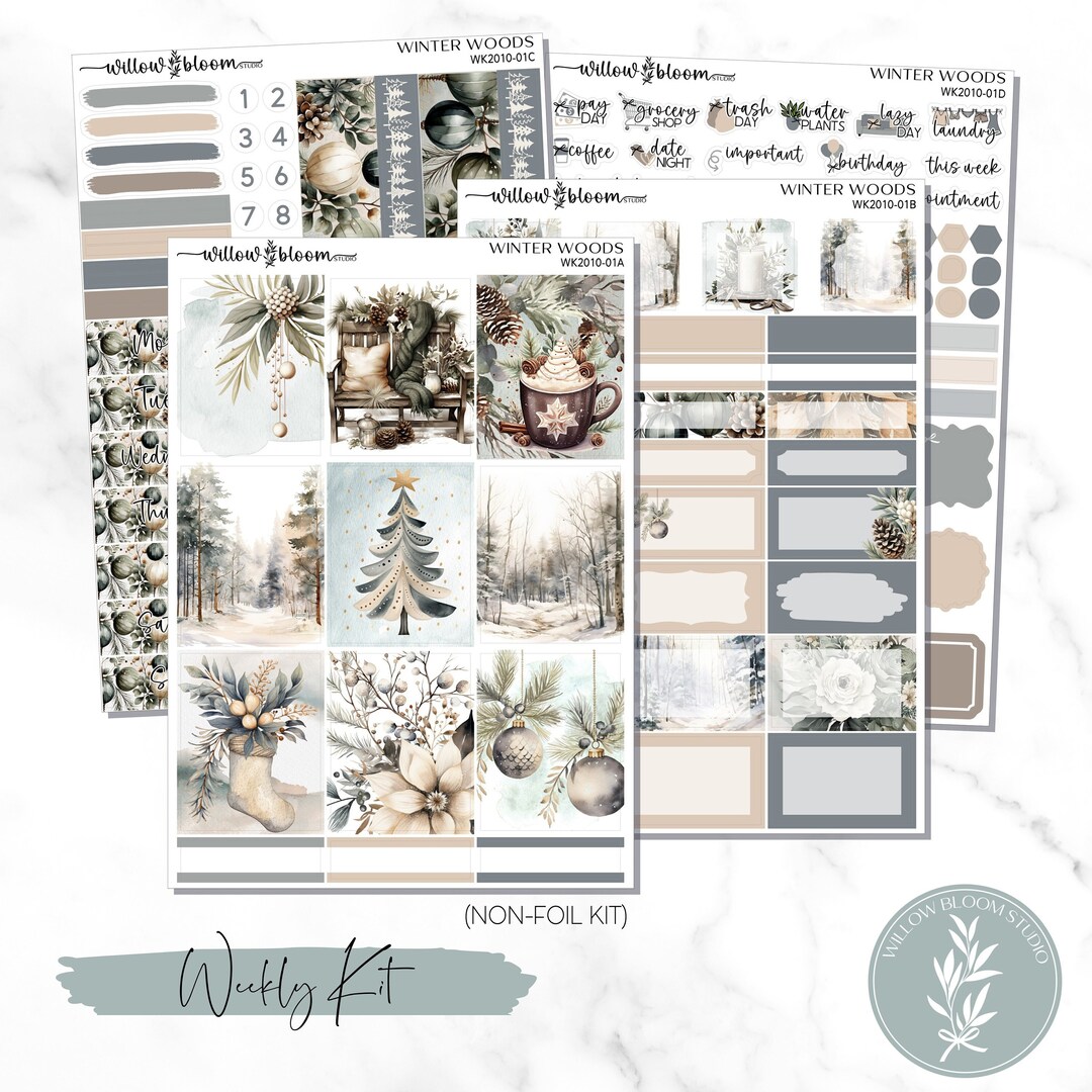 Weekly Planner Stickers Winter Woods Weekly Planner Sticker Kit - Etsy