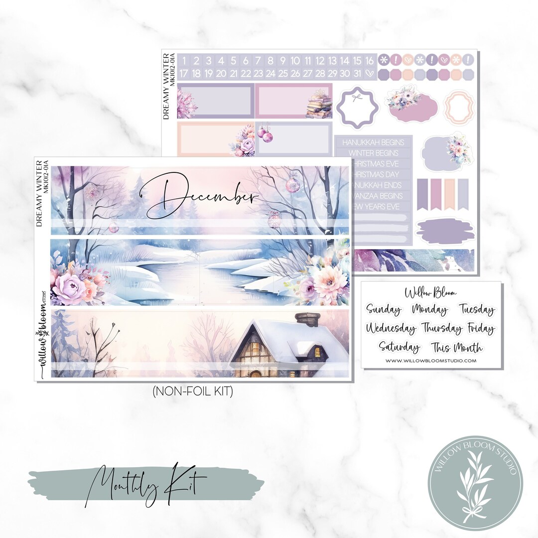 December Monthly Planner Stickers Dreamy Winter Planner Sticker Kit - Etsy