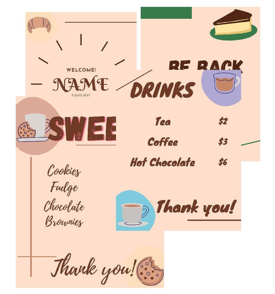 Minimalist Cute Cafe Menu Signs - Etsy