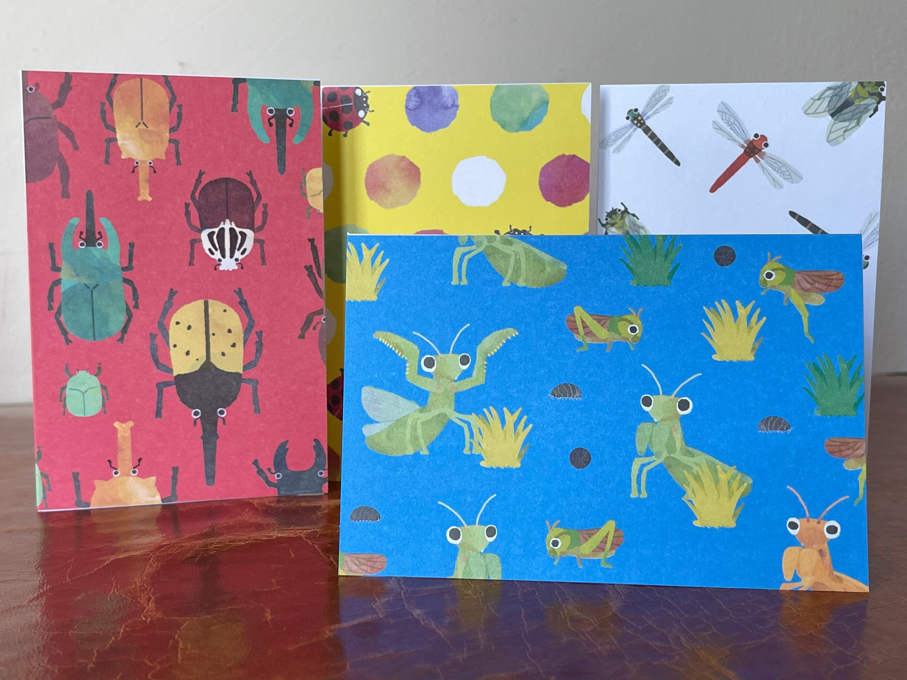 Japanese Origami Paper Greeting Cards Insect Bug Illustrations Set of 4 ...