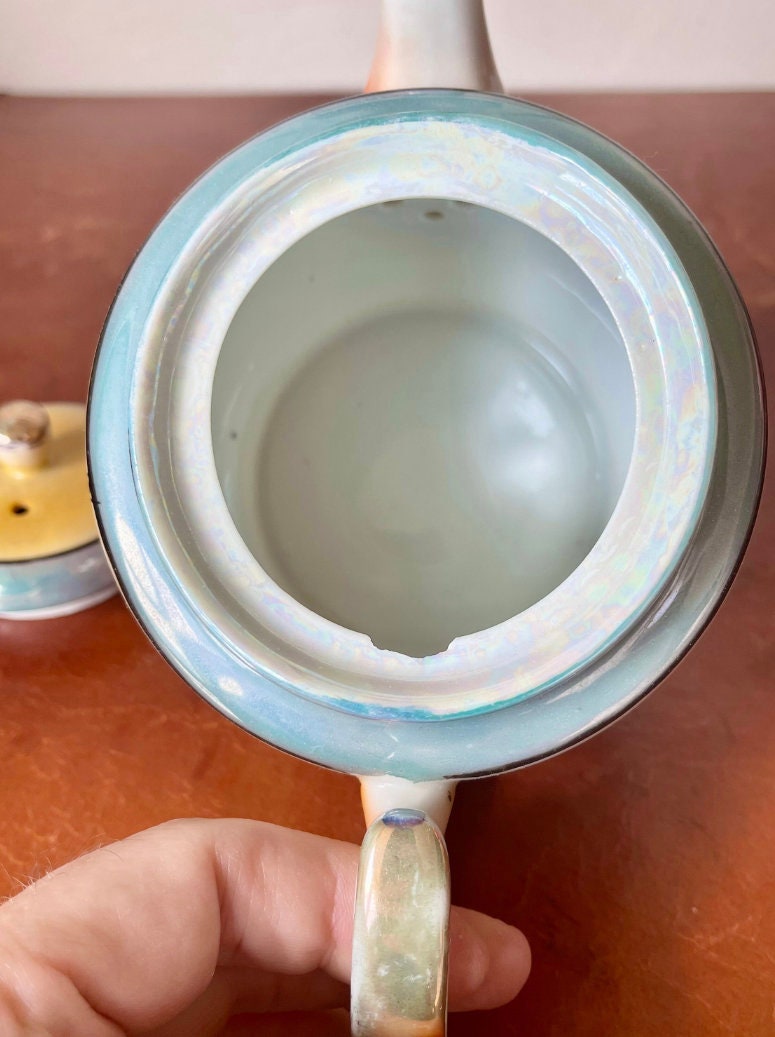 Japanese Hand Painted Porcelain Lusterware Tea Set 9 Piece 1930’s Blue ...