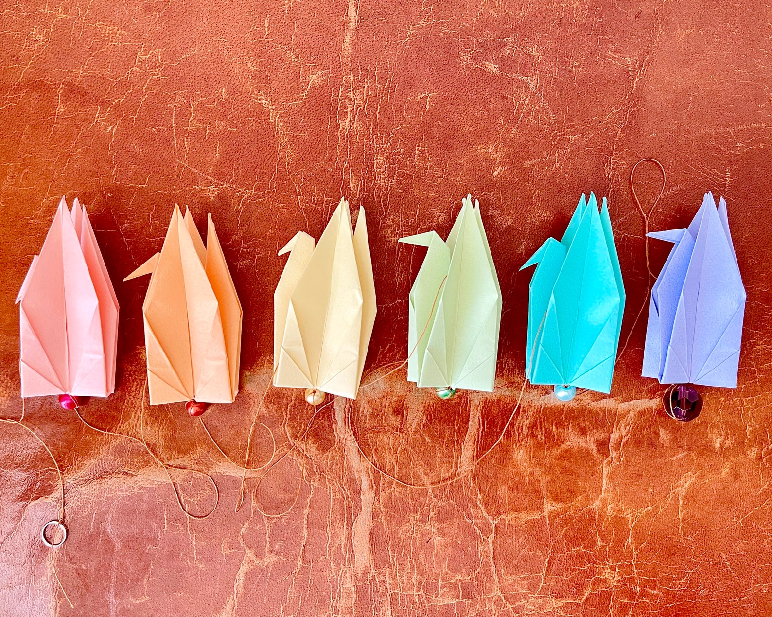 Rainbow Origami Crane Hanging Mobile Set of 6 Hand Folded Pastel ...