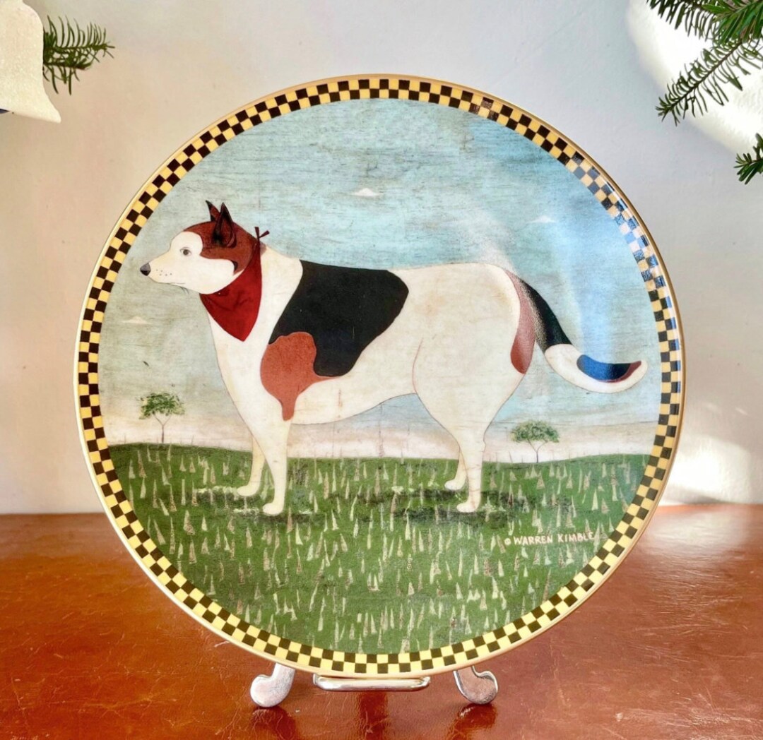 Vintage Lenox Barnyard Dog Plate 1994 Warren Kimble Folk Art Dog Plate ...