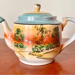 Japanese Hand Painted Porcelain Lusterware Tea Set 9 Piece 1930’s Blue ...