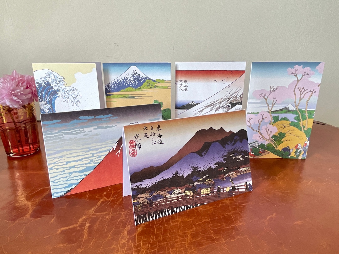 Japanese Greeting Cards Set of 6 Origami Paper Hokusai Design Cards ...