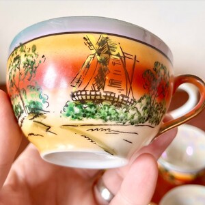 Japanese Hand Painted Porcelain Lusterware Tea Set 9 Piece 1930’s Blue ...