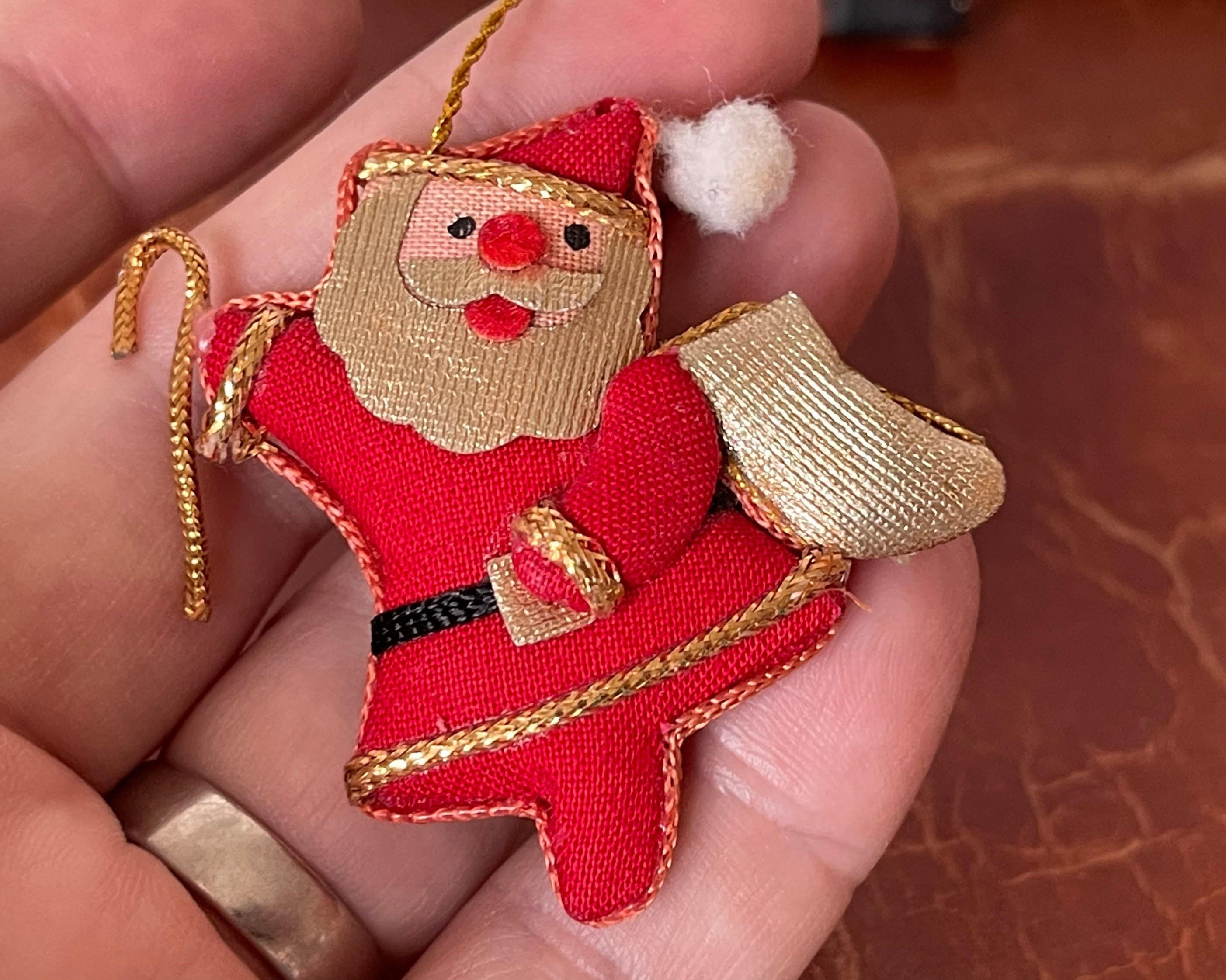 Vintage Santa Claus Christmas Tree Ornaments Set of 3 Handmade Santa ...