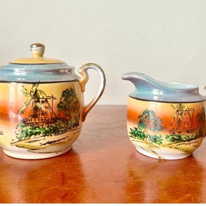 Japanese Hand Painted Porcelain Lusterware Tea Set 9 Piece 1930’s Blue ...