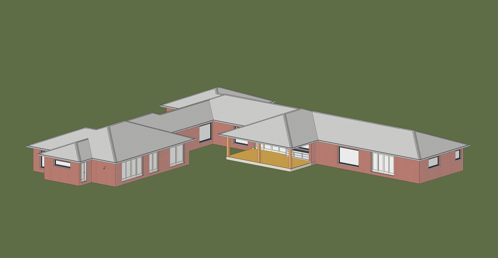 L Shaped Home Courtyard Home Villa Resort Style House | Etsy