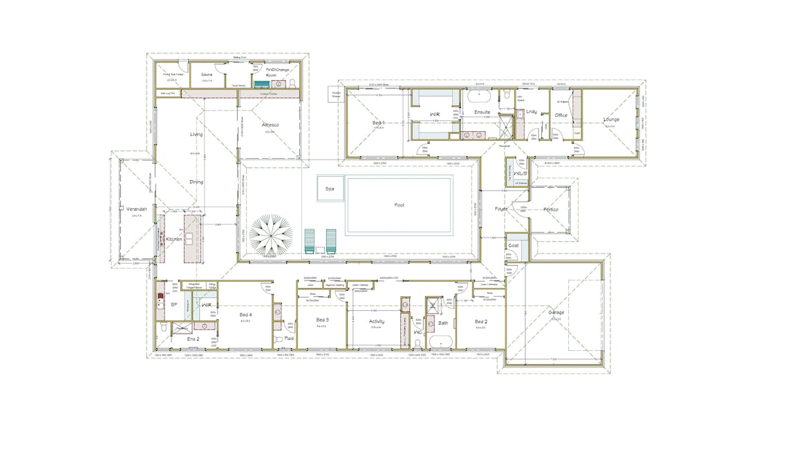 Courtyard Home, House Plan, Concept Plan, Villa, Resort Style - Etsy