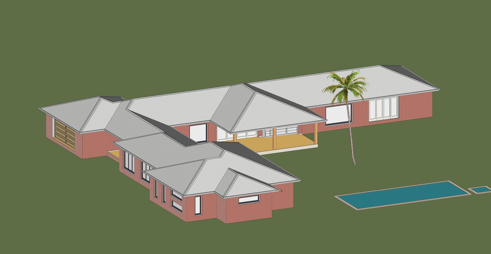 L Shaped Home Courtyard Home Villa Resort Style House | Etsy