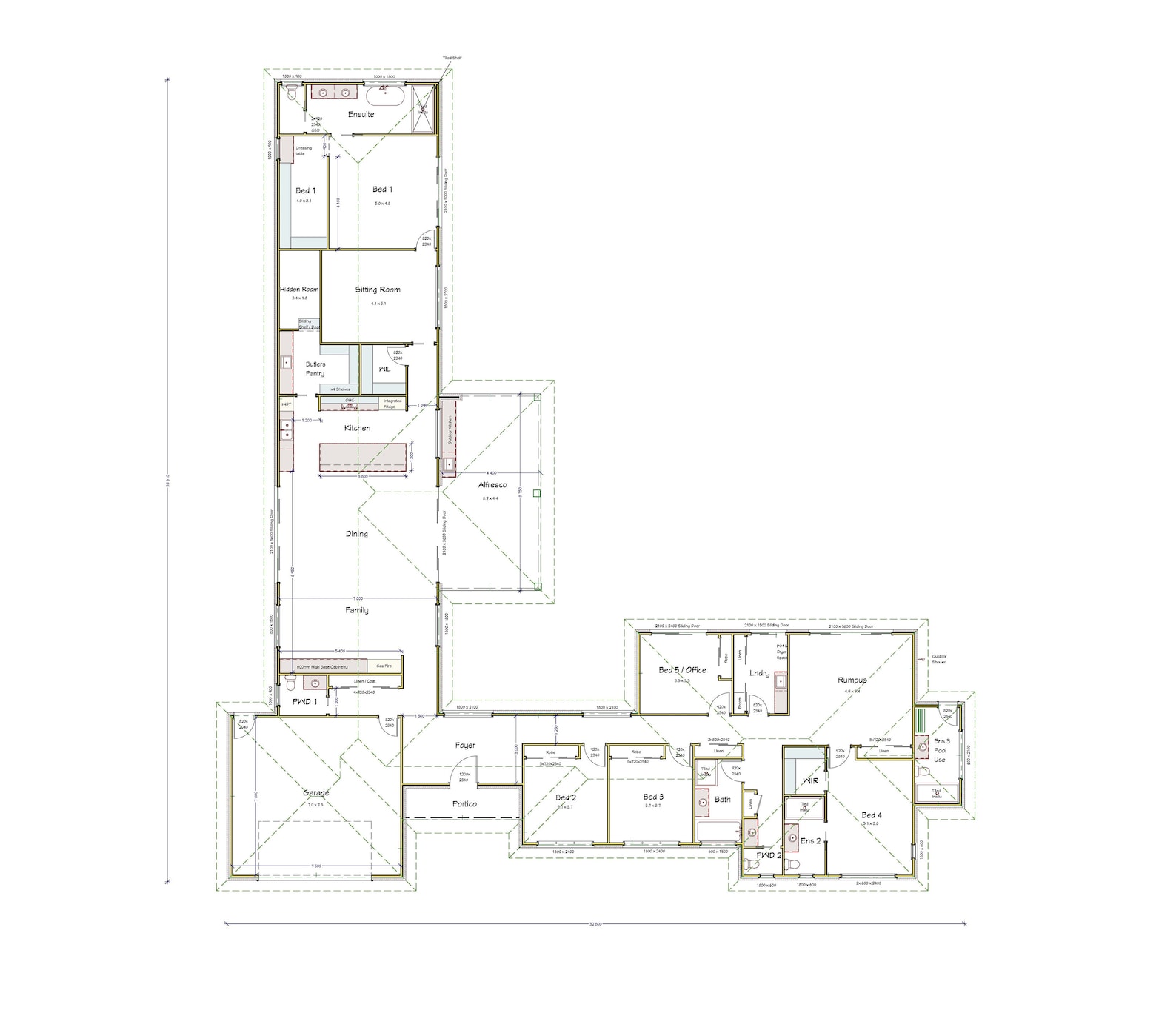 L Shaped Home, Courtyard Home, Villa, Resort Style, House Plan, Hidden ...