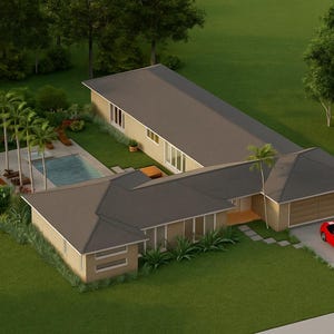 L Shaped, Courtyard Home, Resort Style - Etsy