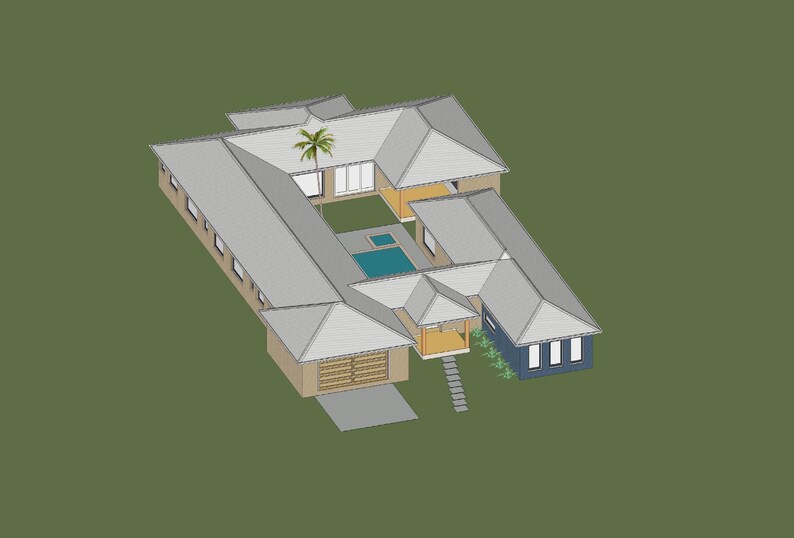 Courtyard Home, House Plan, Concept Plan, Villa, Resort Style - Etsy