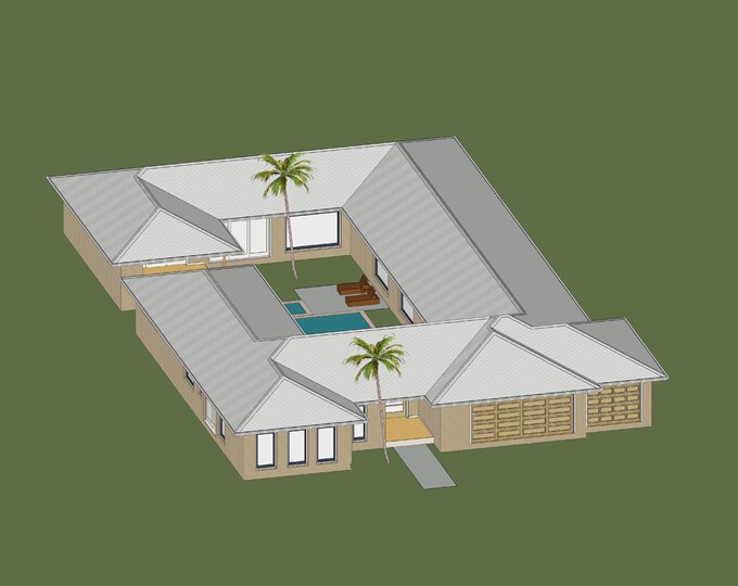 Courtyard Home, U Shape Home - Etsy Australia