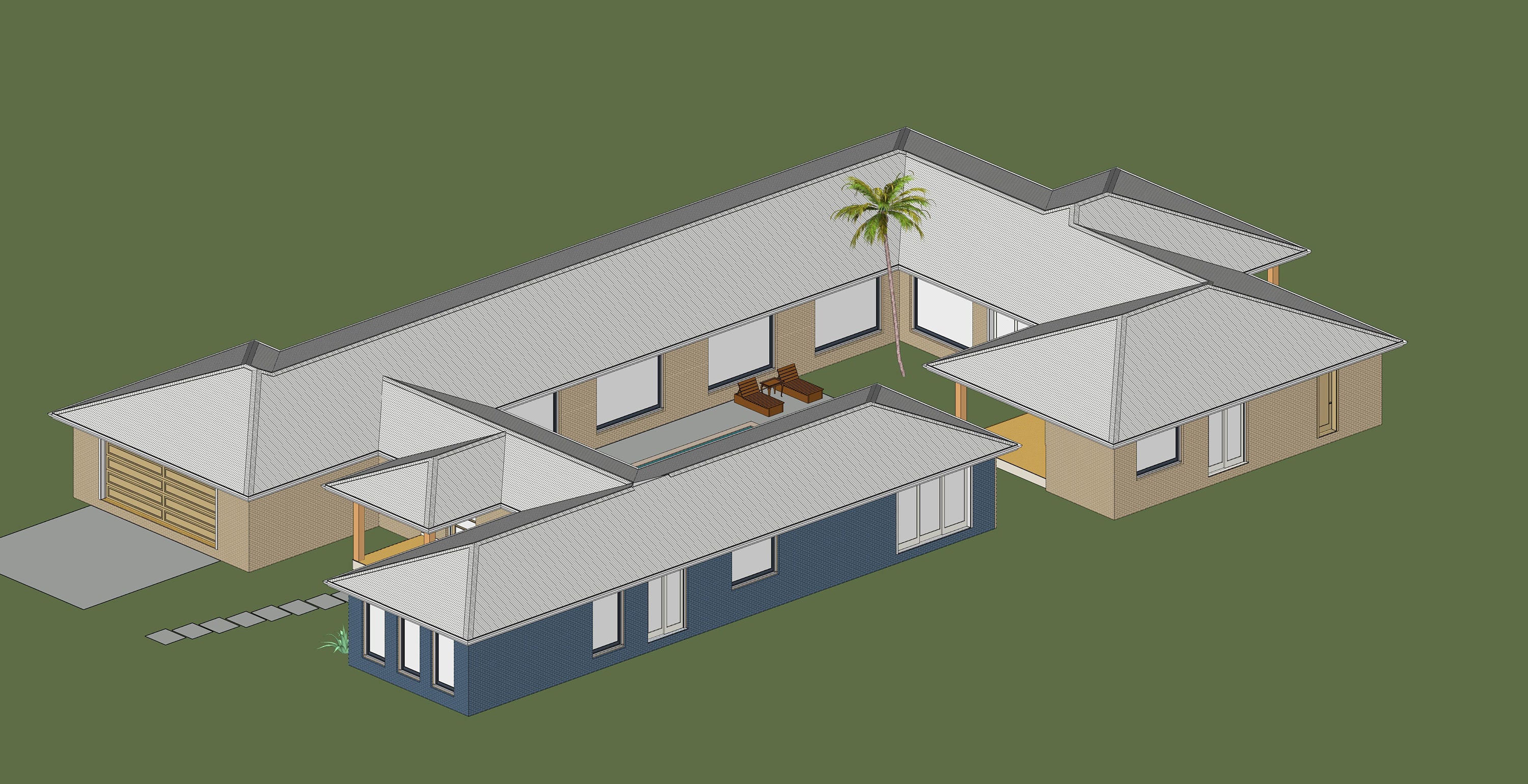 Courtyard Home House Plan Concept Plan Villa Resort Style | Etsy Canada
