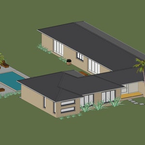 L Shaped, Courtyard Home, Resort Style - Etsy