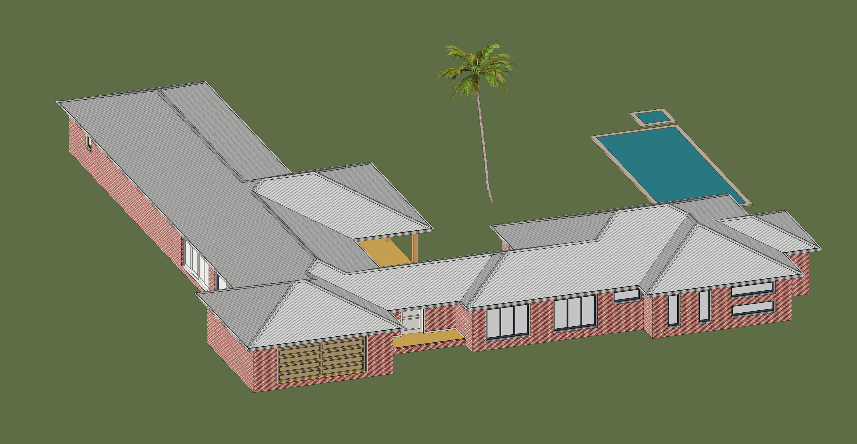 L Shaped Home, Courtyard Home, Villa, Resort Style, House Plan, Hidden ...