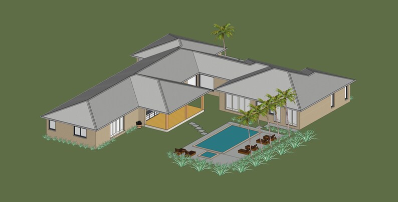 L Shaped Resort Style Home - Etsy