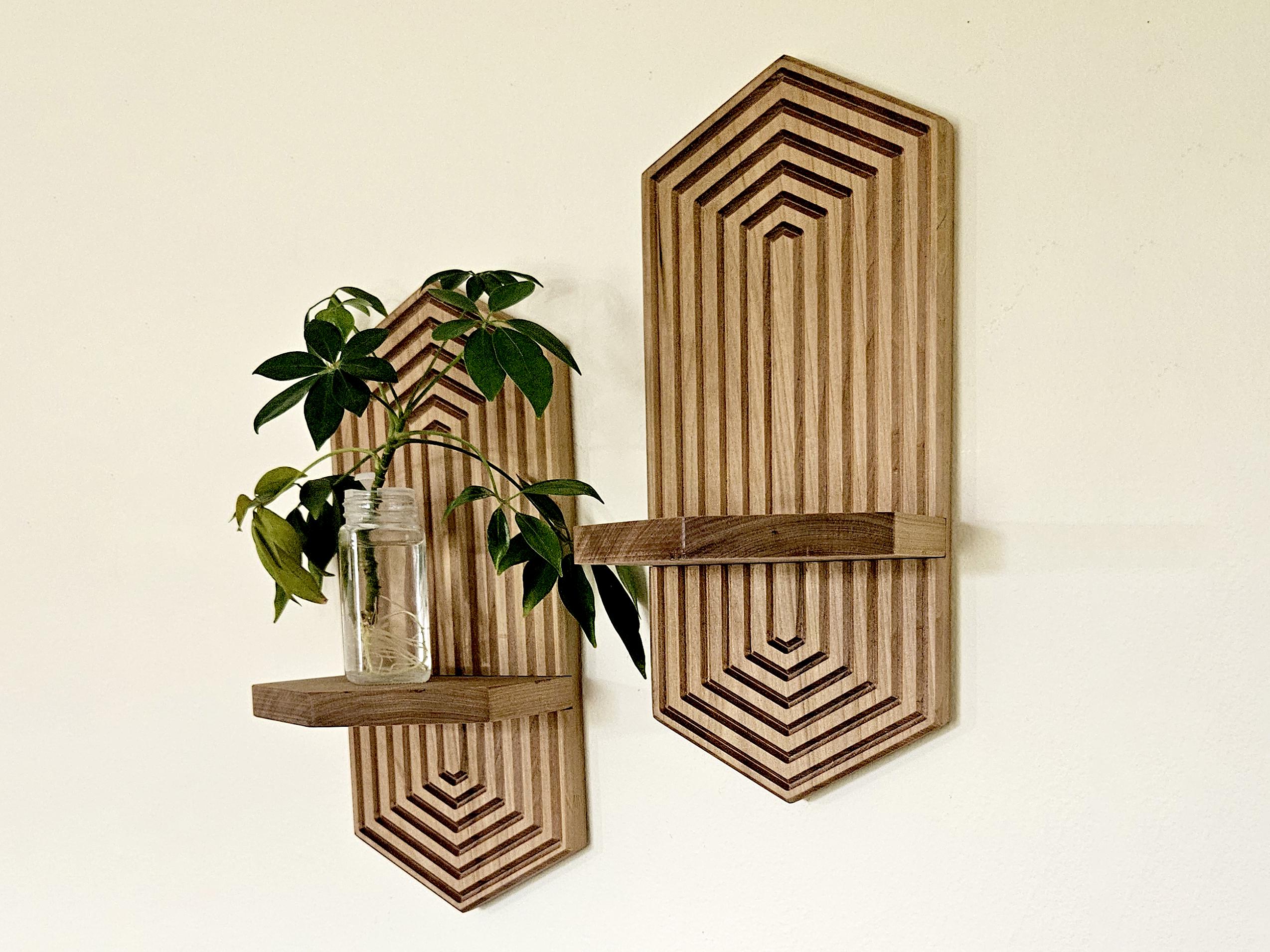 Hexagonal Mid Century Floating Shelf, Minimalist Decor, Geometric ...