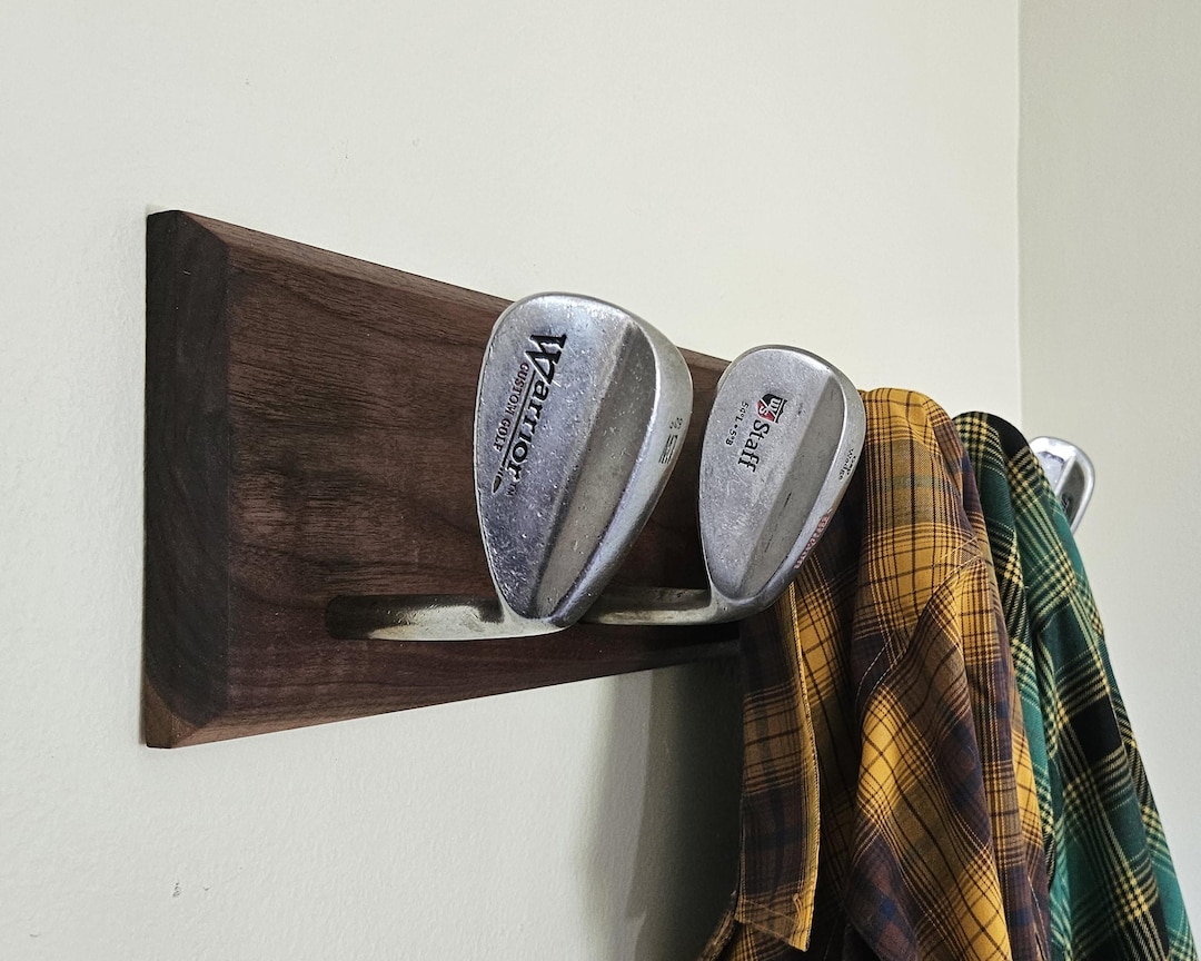 Golf Club 5 Hook Coat Rack or Hat Rack Great Gift for Golfers, Towel ...