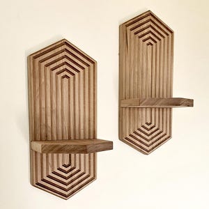 Hexagonal Mid Century Floating Shelf, Minimalist Decor, Geometric ...