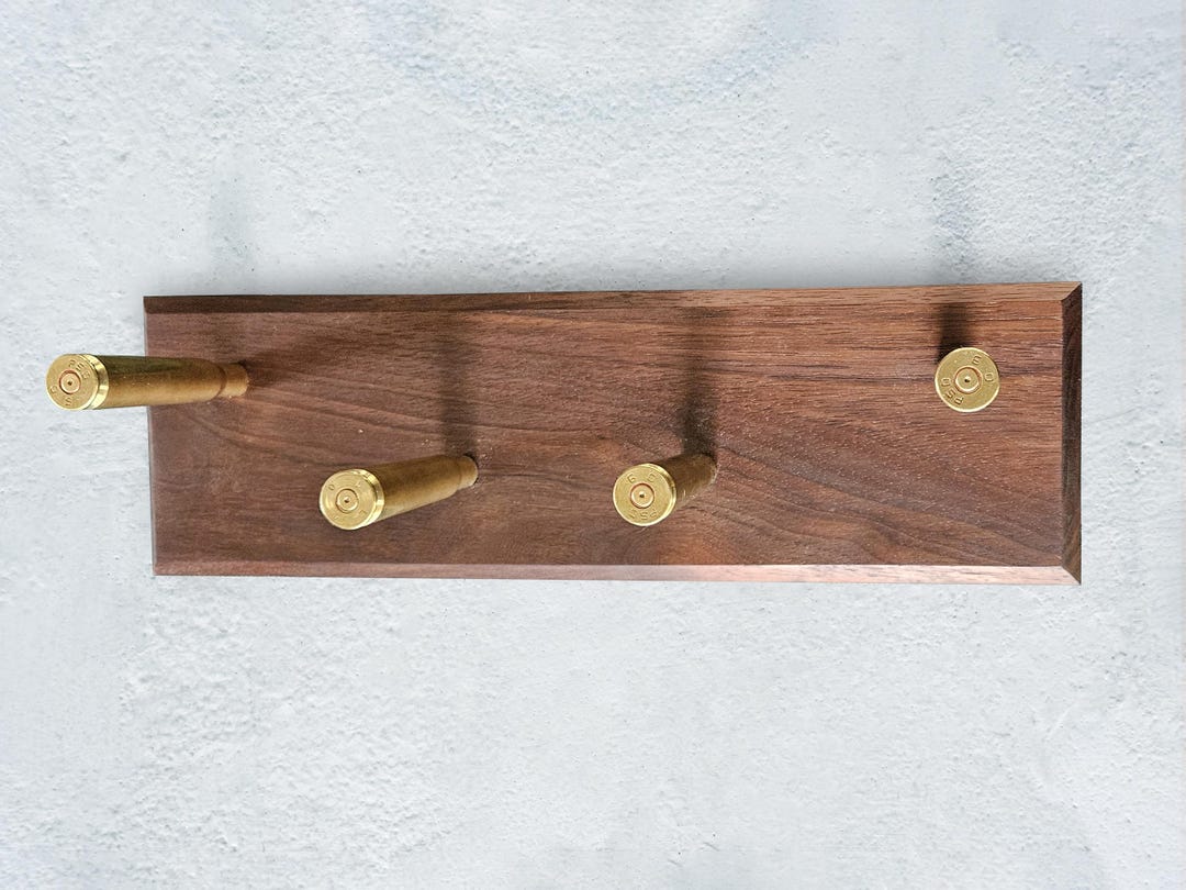 4 Hook Walnut Bullet Coat Rack or Hat Rack | Gift for Hunters - Etsy
