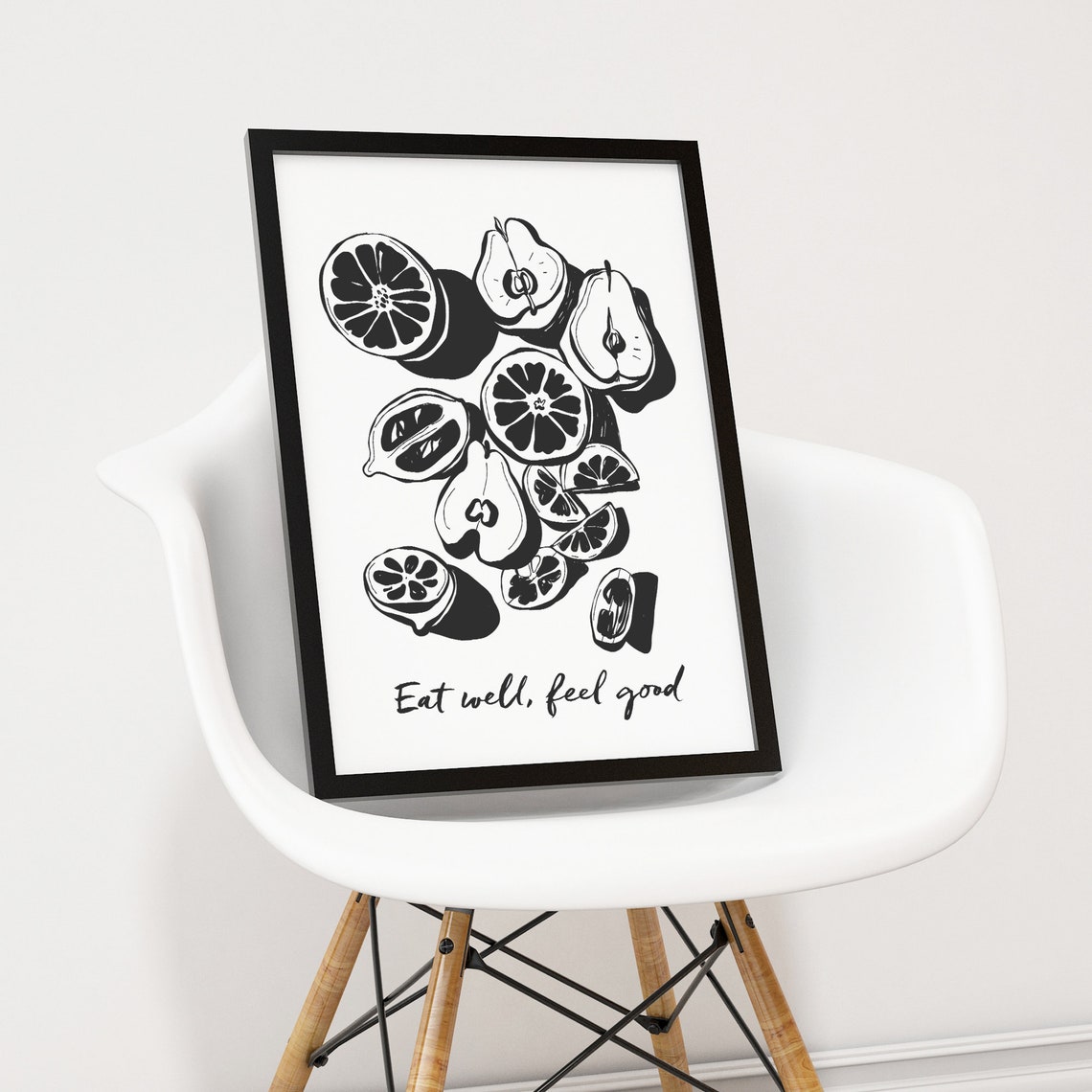 Eat Well, Feel Good - Instant Download Printable Wall Art - Black and ...