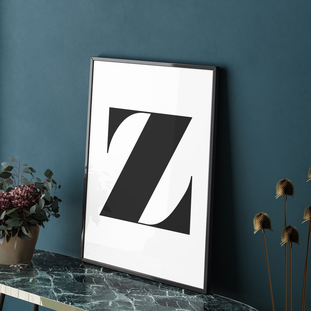 Big Initial Letter Z - Instant Download Printable Wall Art - Black ...