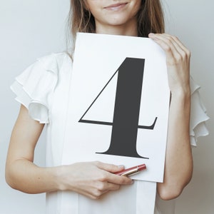 Big Number 4 Instant Download Printable Wall Art Black White Minimalist ...