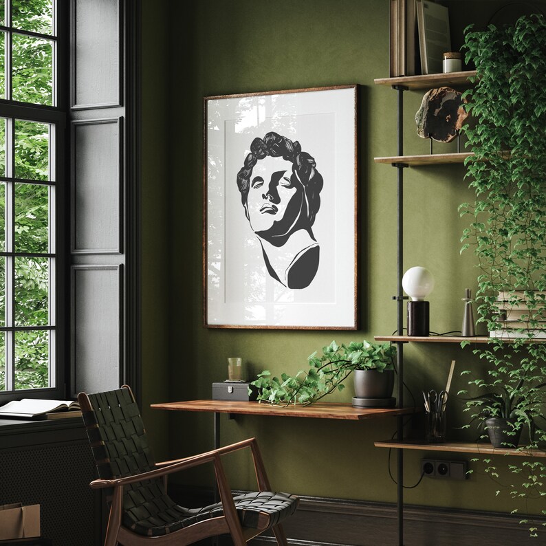Apollo Statue - Instant Download Printable Wall Art - Black White ...