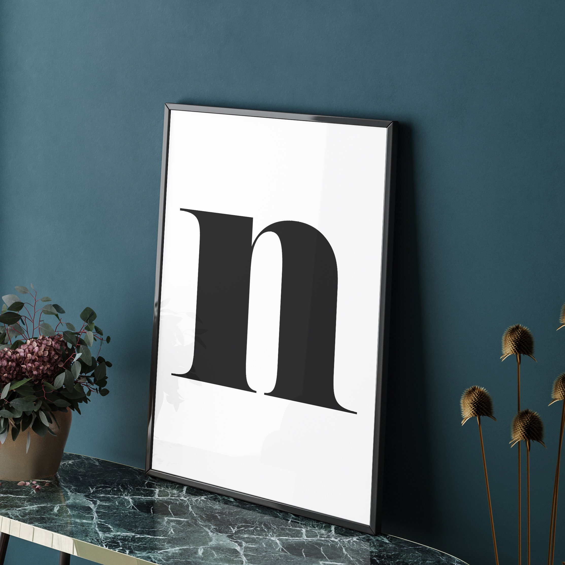 Big Initial Letter N - Instant Download Printable Wall Art - Black ...