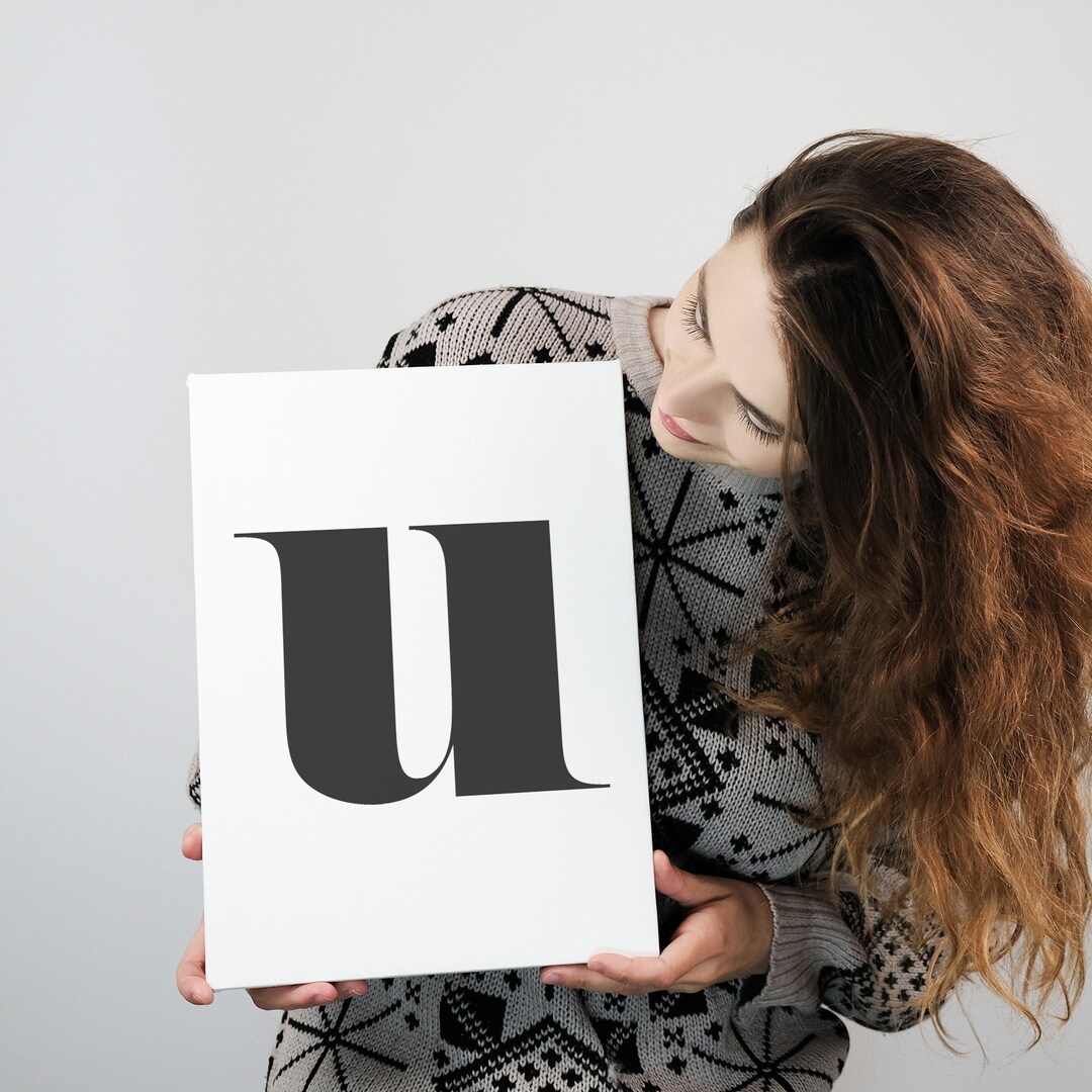 Big Initial Letter U - Instant Download Printable Wall Art - Black ...