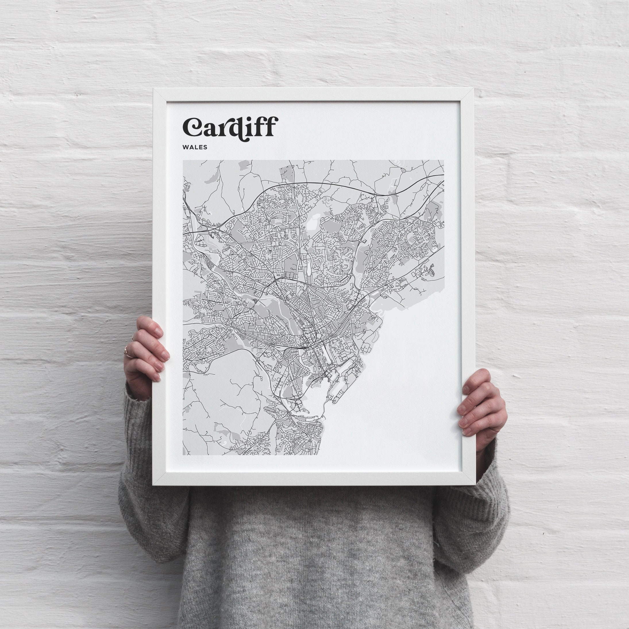 Map of Cardiff Instant Download Printable Wall Art Black and White ...