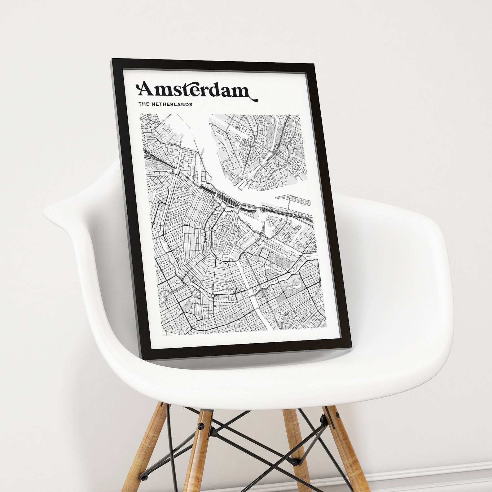 Map of Amsterdam - Instant Download Printable Wall Art - Black and ...