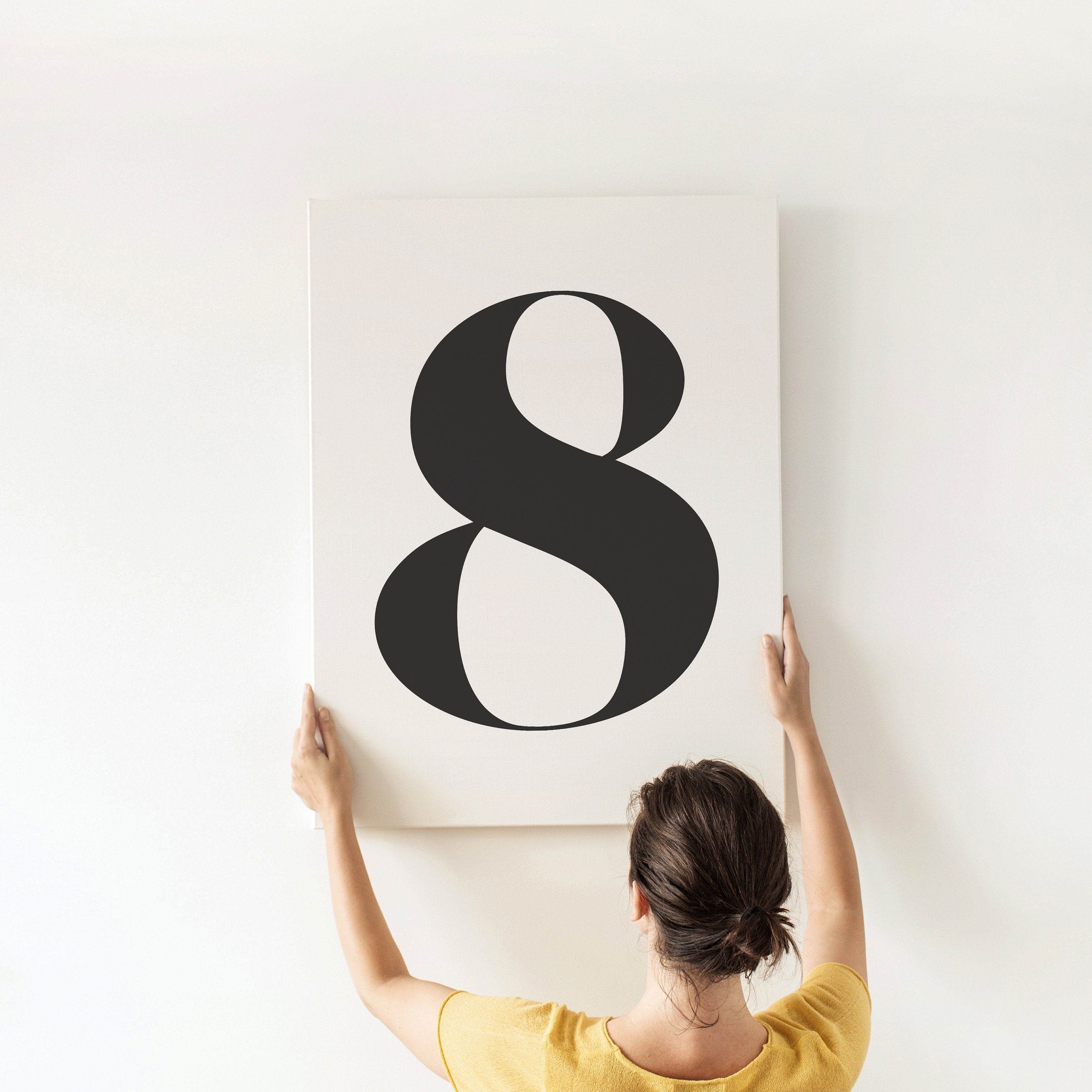 Big Number 8 - Instant Download Printable Wall Art - Black White ...