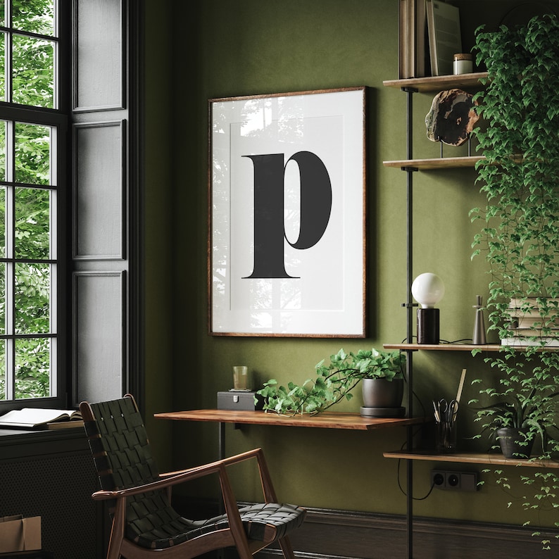 Big Initial Letter P - Instant Download Printable Wall Art - Black ...