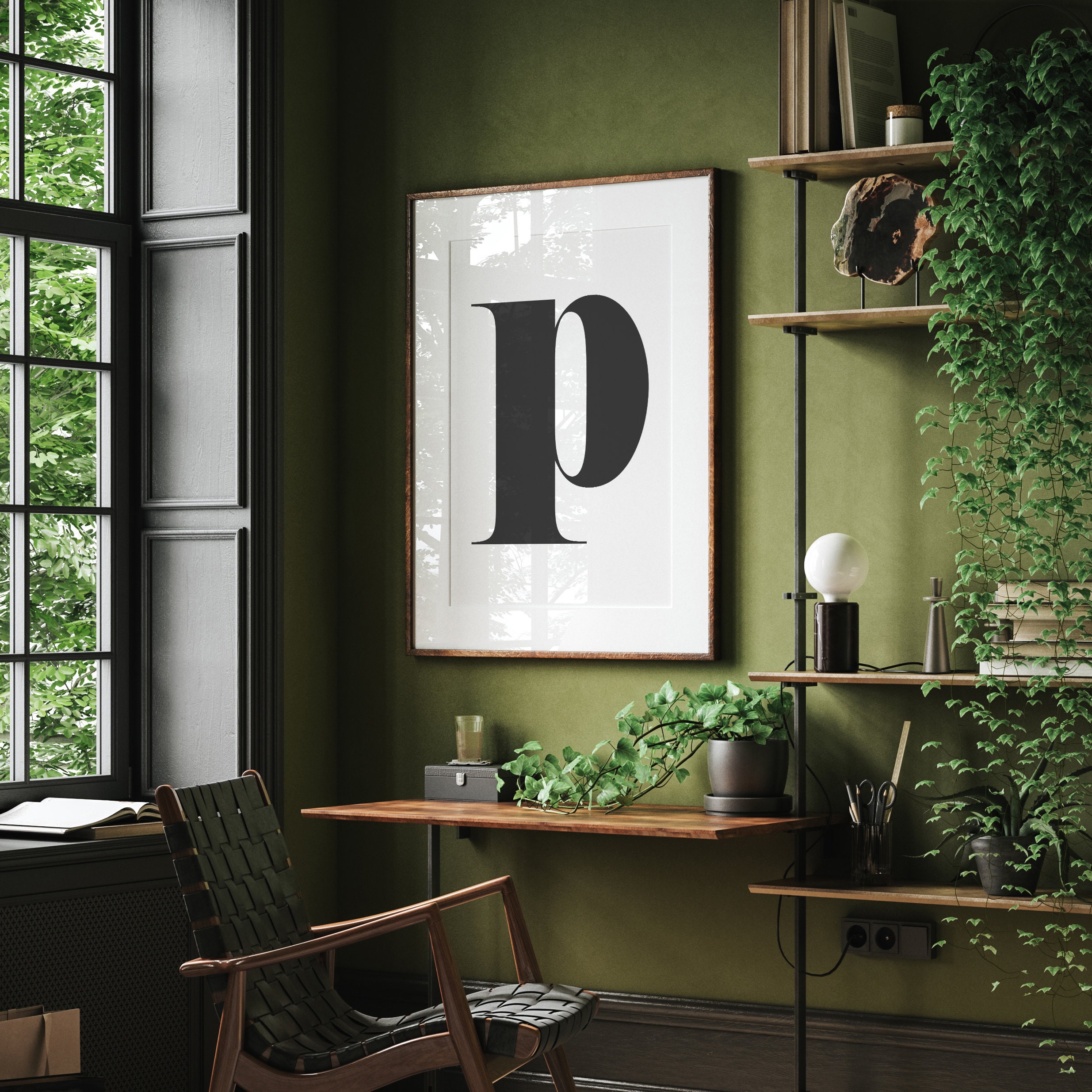 Big Initial Letter P - Instant Download Printable Wall Art - Black ...
