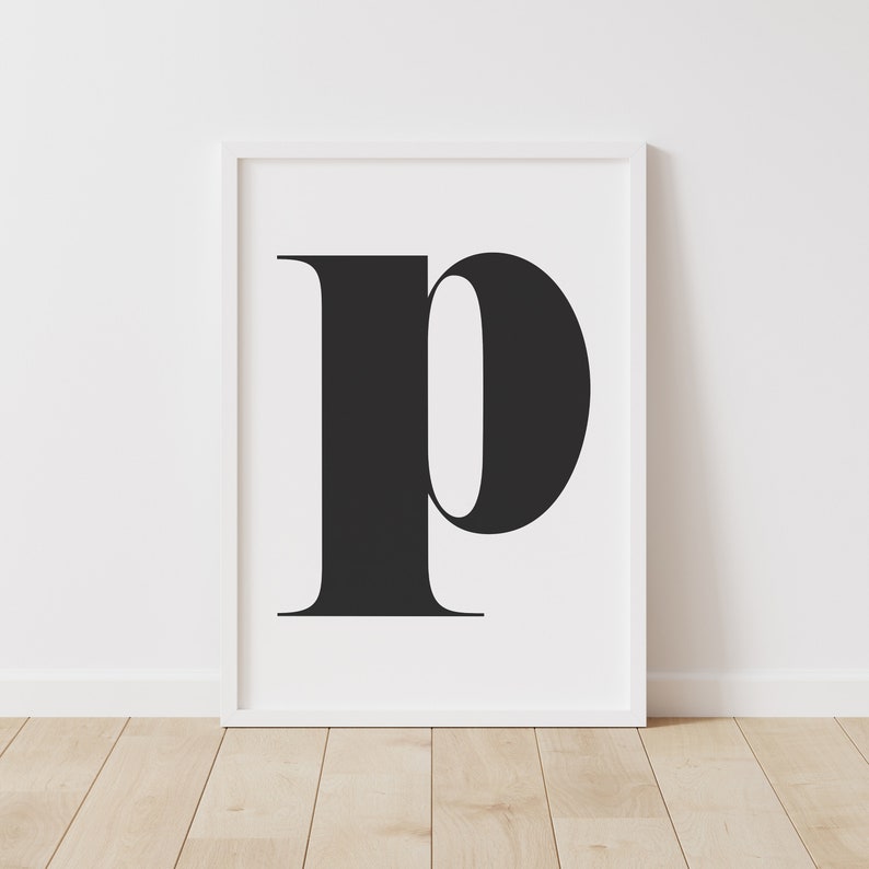 Big Initial Letter P - Instant Download Printable Wall Art - Black ...