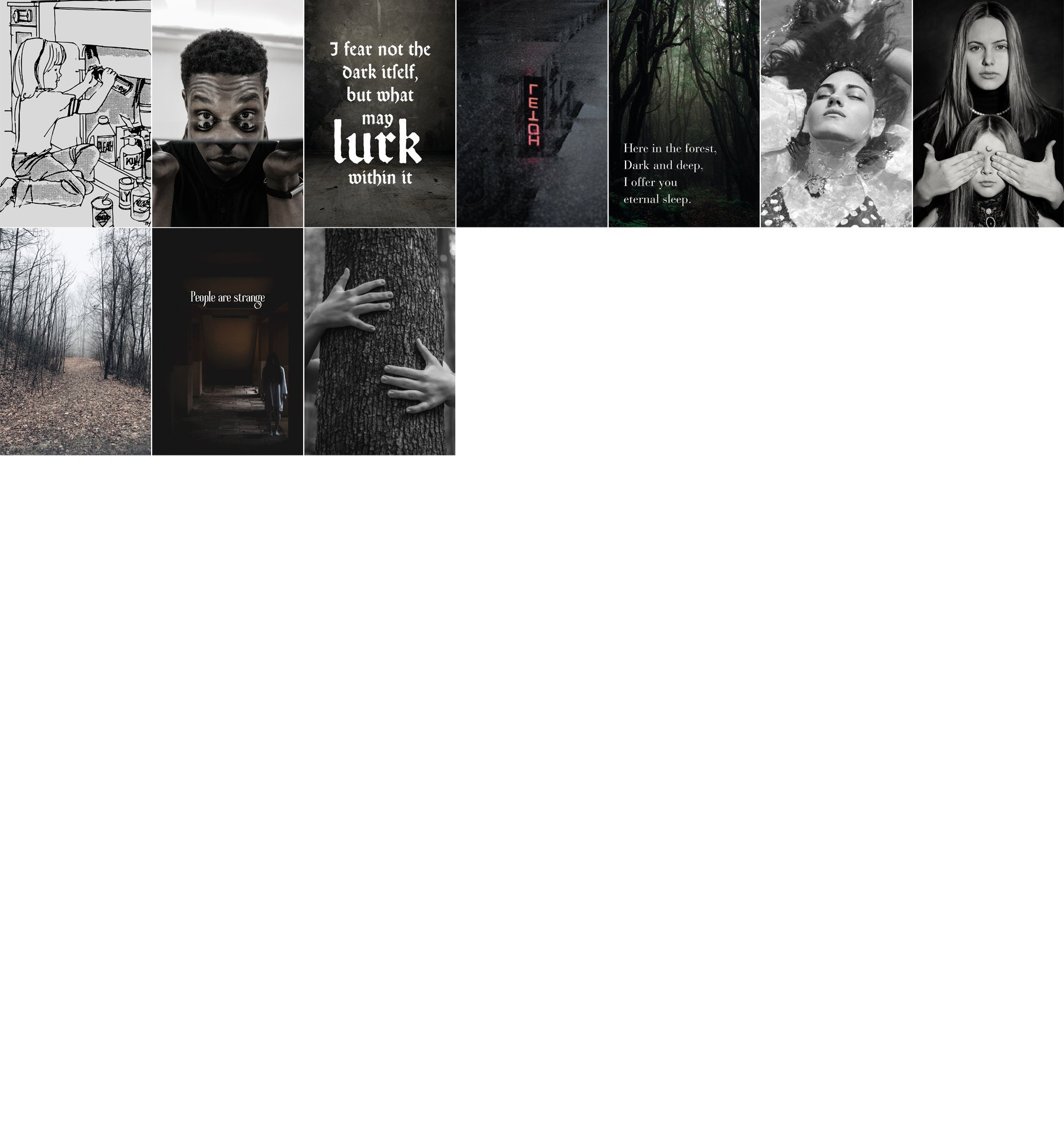 150pcs Creepy Goth Aesthetic Wall Collage Set, Witchy Haunted, Strange ...