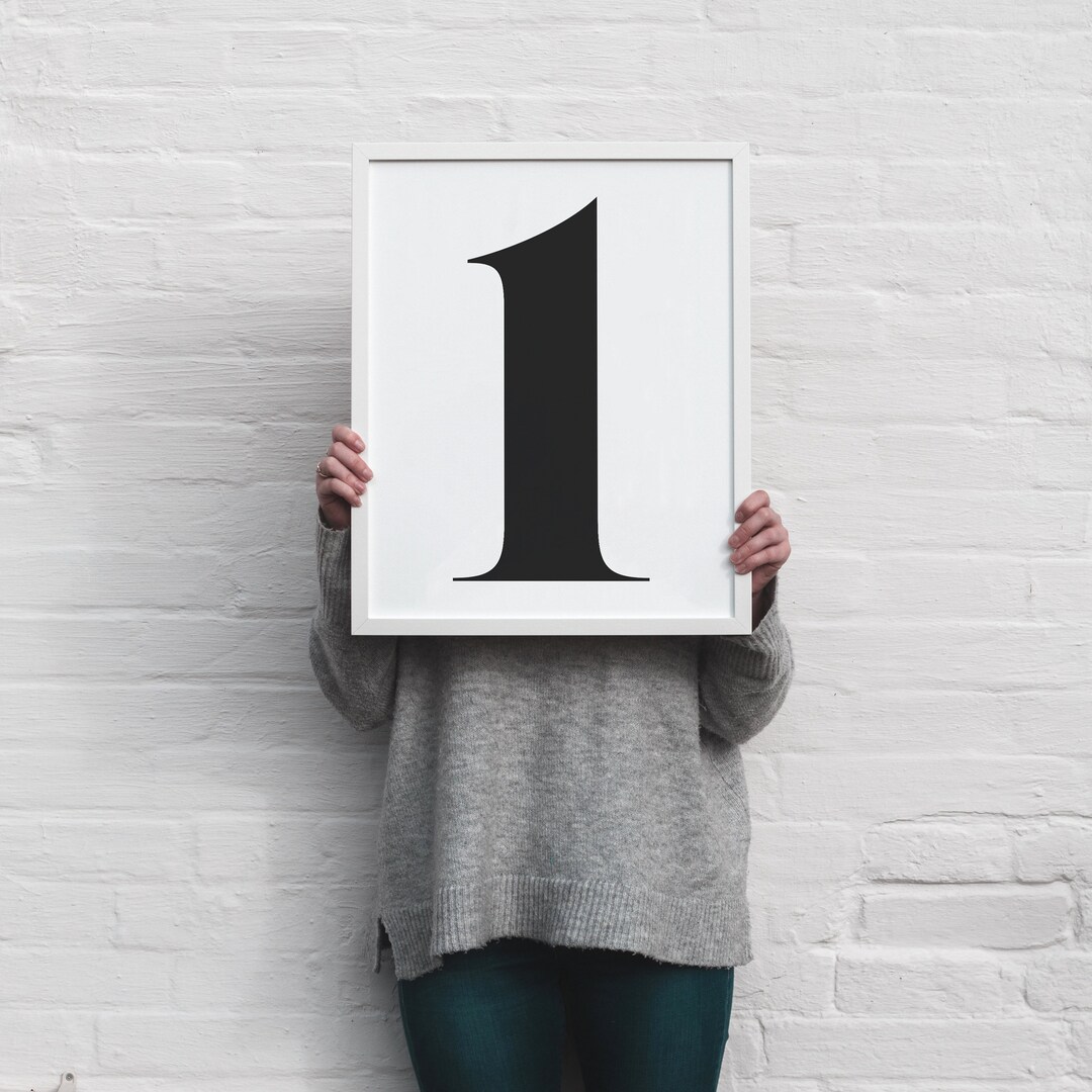 Big Number 1 - Instant Download Printable Wall Art - Black White ...