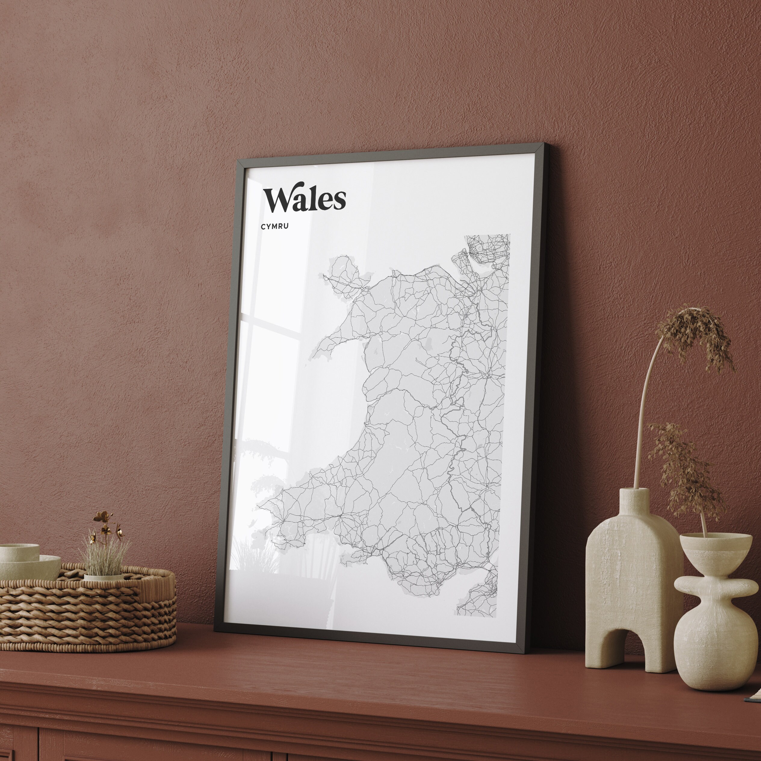 Map of Wales - Instant Download Printable Wall Art - Black and White Minimalist Monochrome Line ...