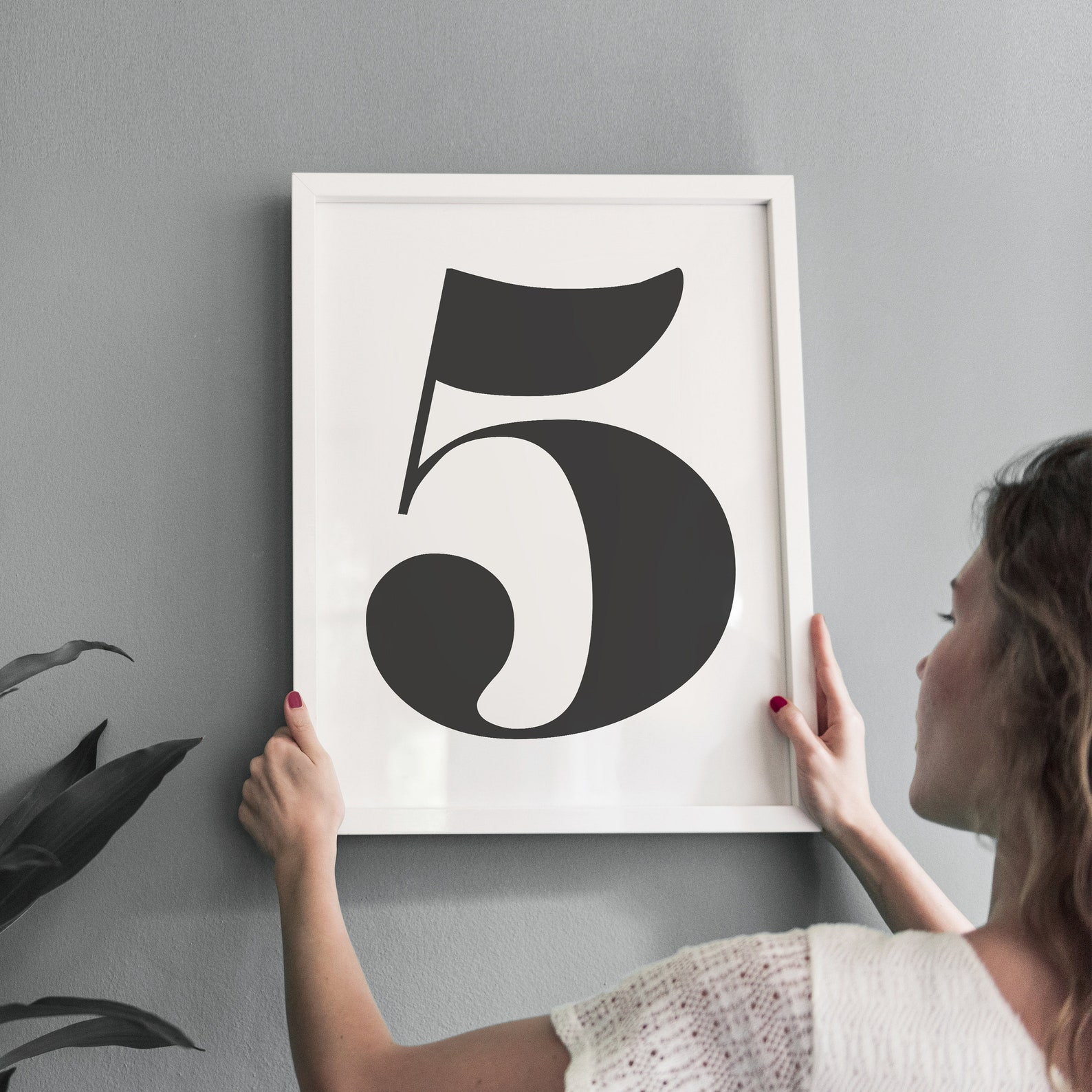Big Number 5 - Instant Download Printable Wall Art - Black White ...