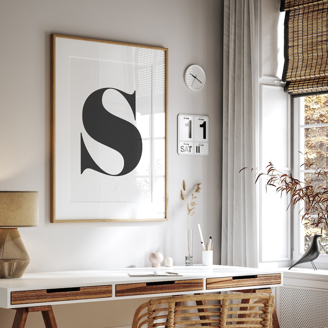 Big Initial Letter S - Instant Download Printable Wall Art - Black ...